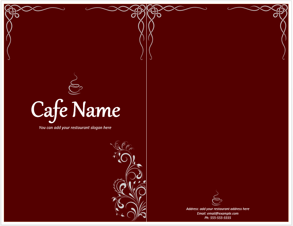 Cafe Menu Template Word Templates Cafe Menu Template Word Templates