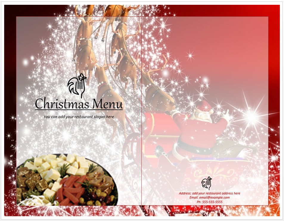 Christmas Menu Template Word Templates