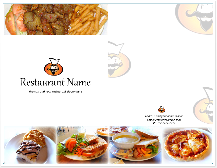 Food Restaurant Menu Template Word Templates