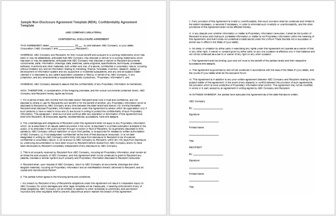 13 Free Printable Non-Disclosure Agreement Templates & Samples