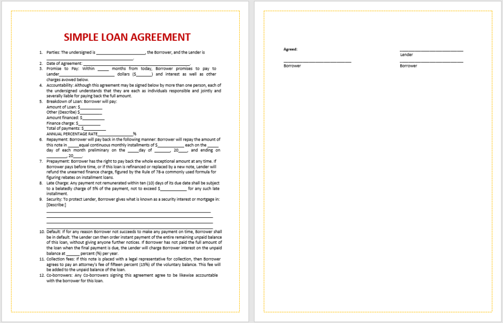 20 free Consumer Loan Agreement Templates in MS Word Templates