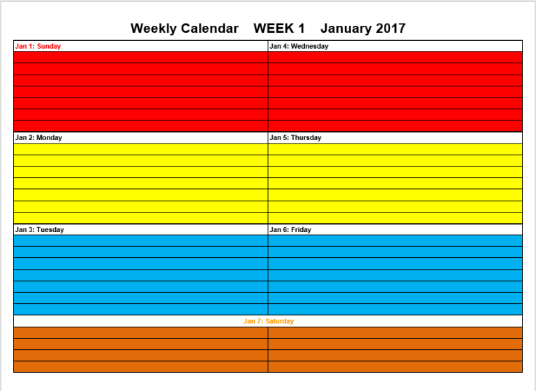 Weekly Schedule Templates - 14 Free Printable Templates