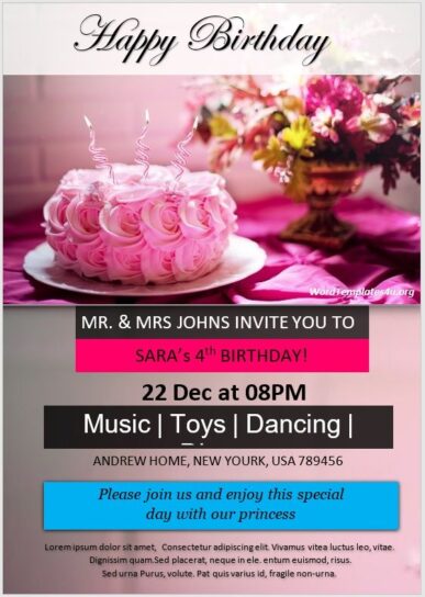 13 Free Birthday Party Invitation Flyer Templates - Microsoft Word ...