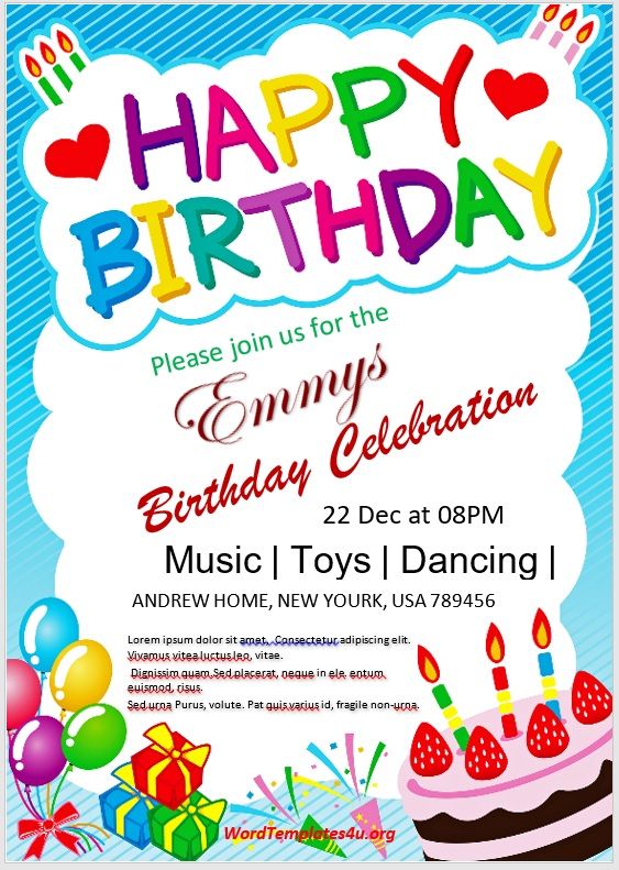 Birthday Invitation Templates Word