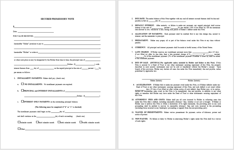 17 free Promissory Note Templates in MS Word Templates