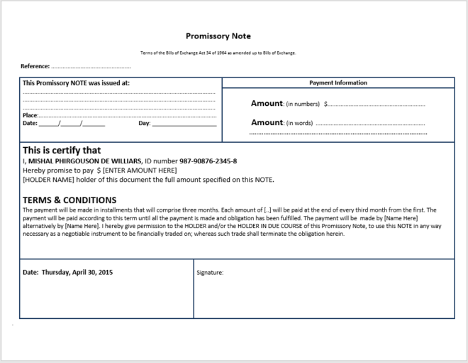 17 free Promissory Note Templates in MS Word Templates
