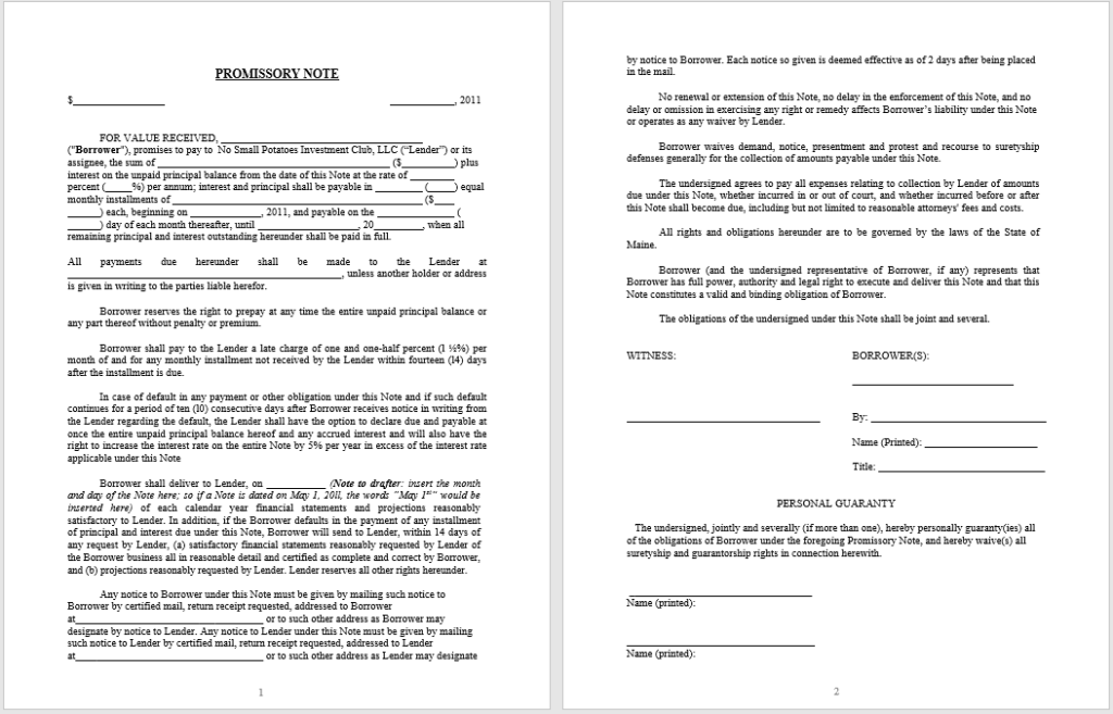 17 free Promissory Note Templates in MS Word Templates
