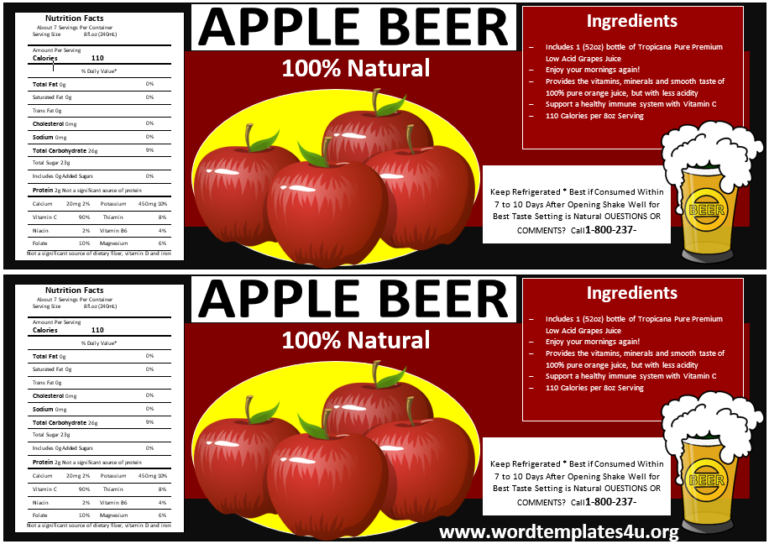 Bottle Label Templates - Word Templates