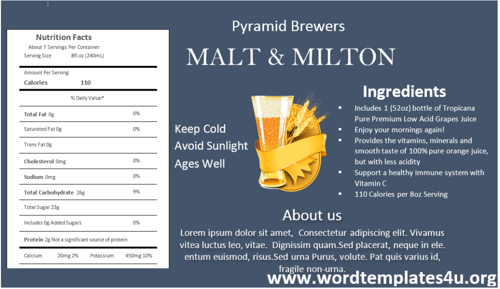 Bottle Label Templates - Word Templates