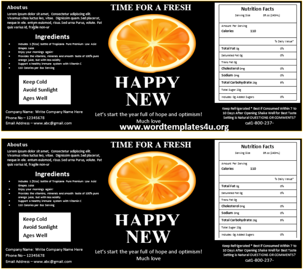 Bottle Label Templates - Word Templates