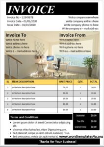Interior Design Invoice Templates - Word Templates