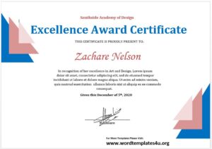 Certificate of Excellence Templates - Word Templates