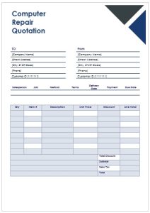 Computer Repair Quotation Templates - Word Templates