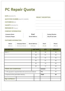 Computer Repair Quotation Templates - Word Templates