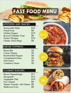 Fast Food Menu Templates - Word Templates