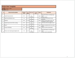 Rolling Action Item List Templates - Word Templates