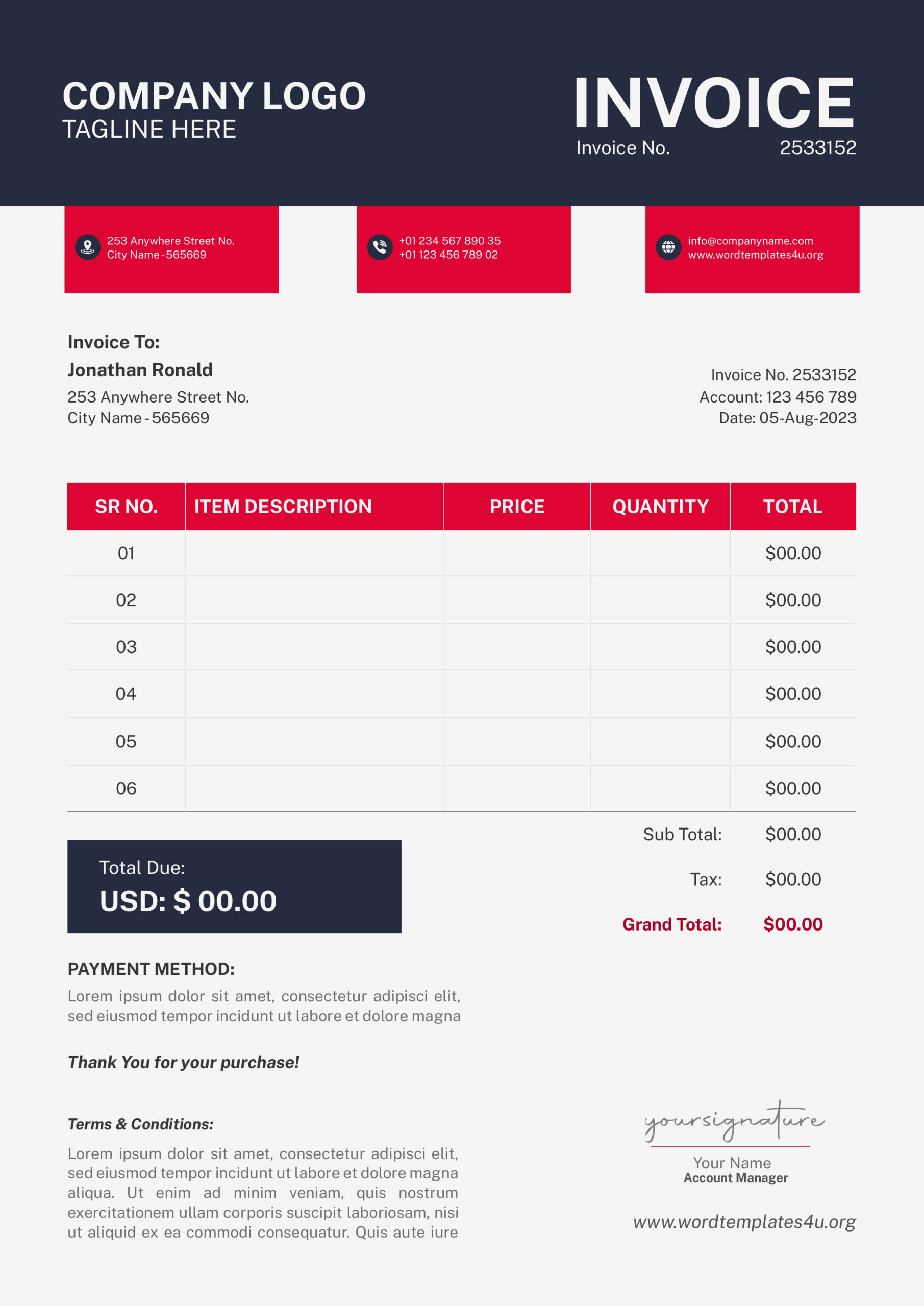Professional Invoice Templates - Word Templates