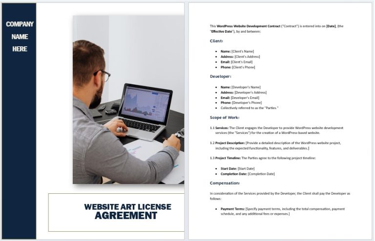 Website Art License Agreement Templates - Word Templates
