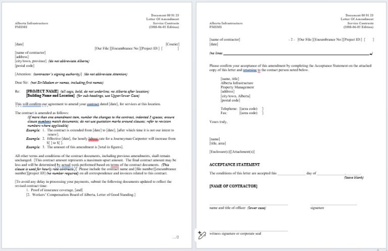 contract variation agreement template - Word Templates